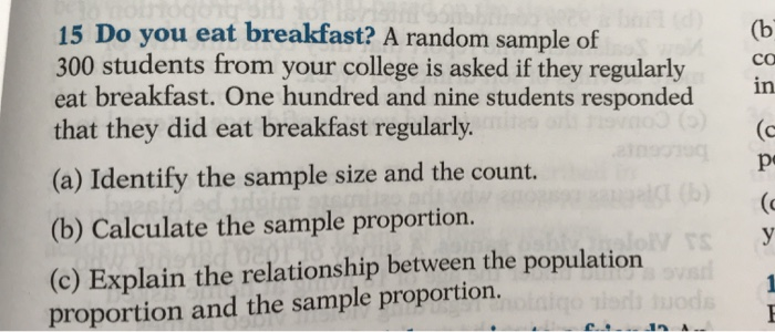 Solved 18 Do you eat breakfast? Refer to Exercise 15. (a) | Chegg.com Solved 18 Do you eat breakfast? Refer to Exercise 15. (a) | Chegg.com