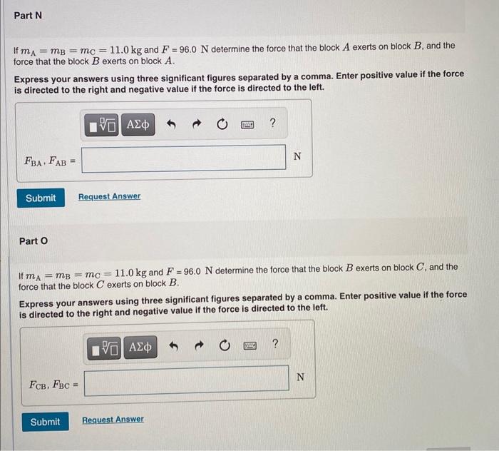 Solved Throe biocks on a frictionless horizontal surface are | Chegg.com
