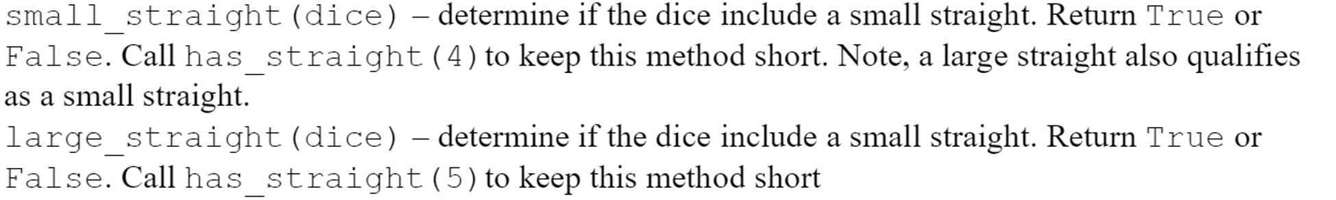 Solved small_straight (dice) - ﻿determine if the dice | Chegg.com