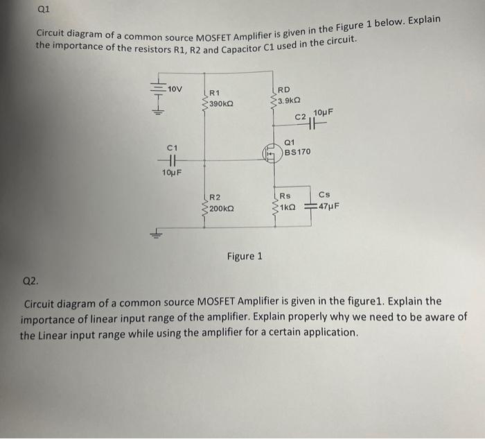 Solved Q1 Circuit diagram of a common source MOSFET | Chegg.com