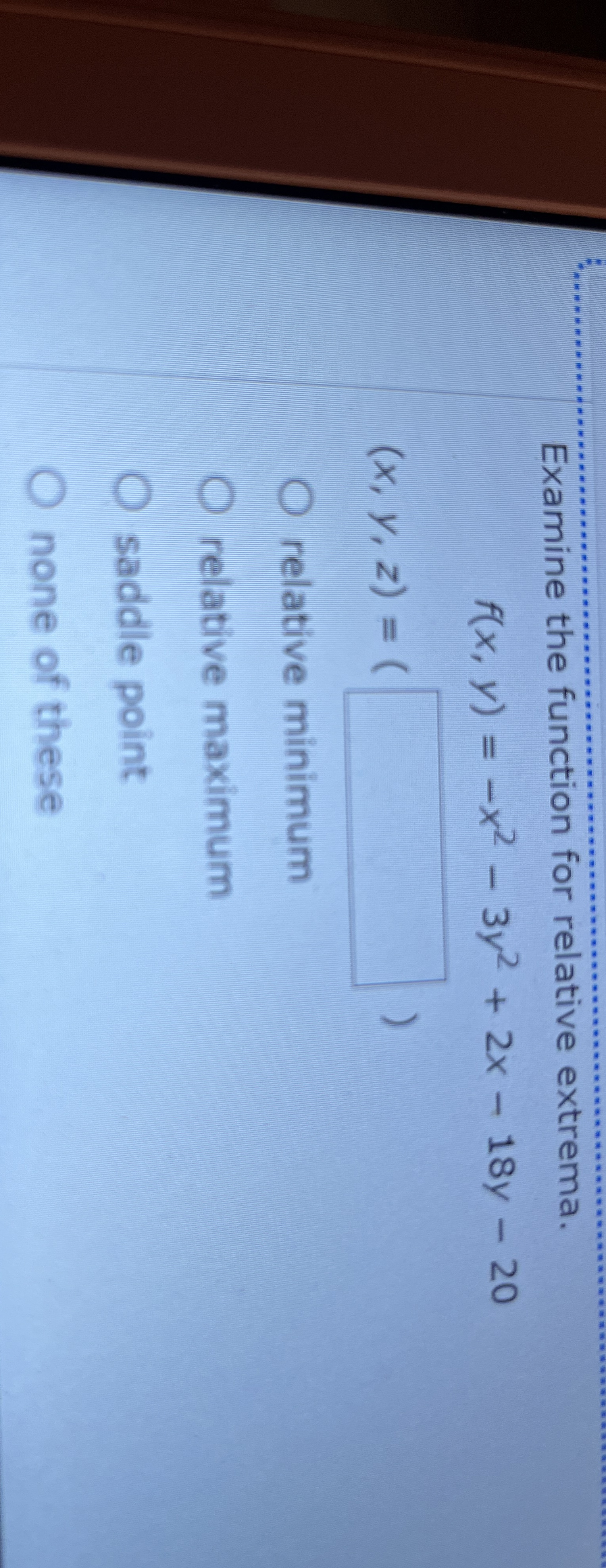 Solved Examine The Function For Relative Extrema Relative
