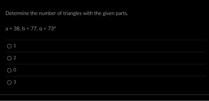 Solved Determine the number of triangles with the given | Chegg.com