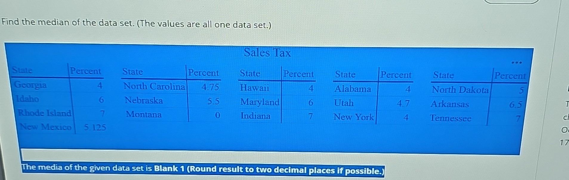 Solved Find the median of the data set. (The values are all | Chegg.com