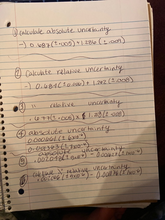 Solved D calculate absolute uncertainty -) 0.687(0.005) | Chegg.com
