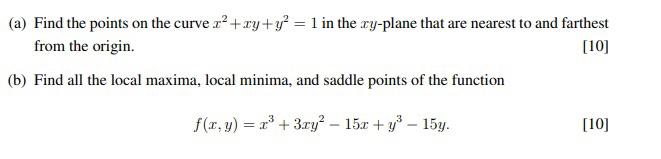 Solved (a) Find the points on the curve x2+xy+y2=1 in the | Chegg.com