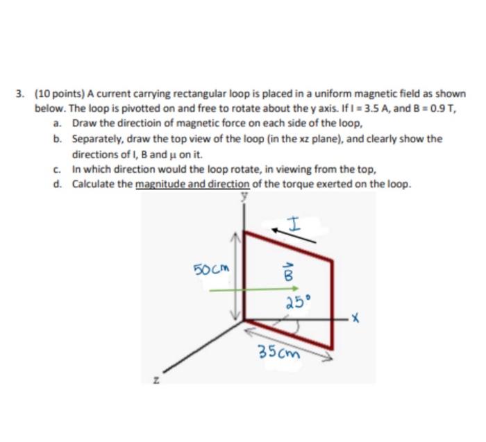 Solved (10 points) A current carrying rectangular loop is | Chegg.com