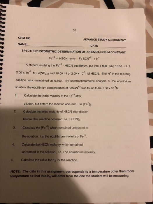 Solved CHM 153 ADVANCE STUDY ASSIGNMENT NAME DATE | Chegg.com