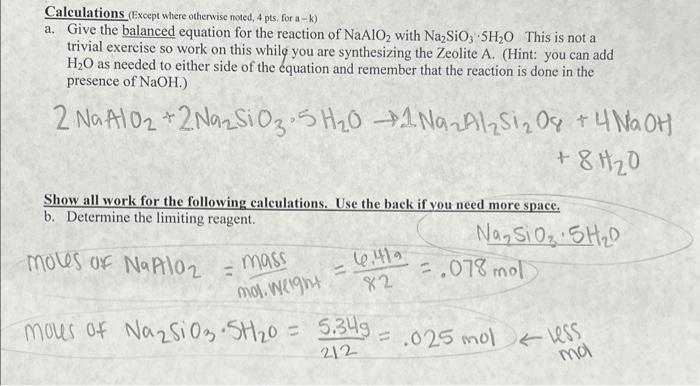 Solved Beaker #1 Mass of NaOH Mass of NaAlO2 6.41 | Chegg.com
