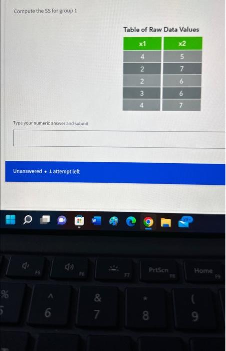 Solved Type vour numenc anser atit wodonit Compute the SS | Chegg.com