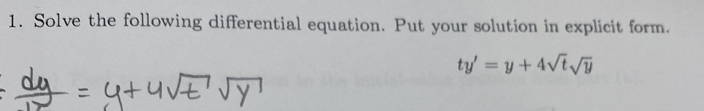 Solve the following differential equation. Put your | Chegg.com