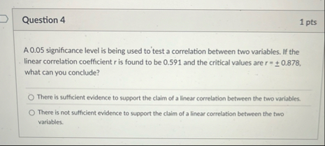 Solved Question 41 ﻿ptsA 0.05 ﻿significance level is being | Chegg.com