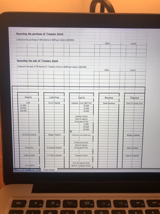 Solved Recording the purchase of Treasury Stock 1) Record | Chegg.com
