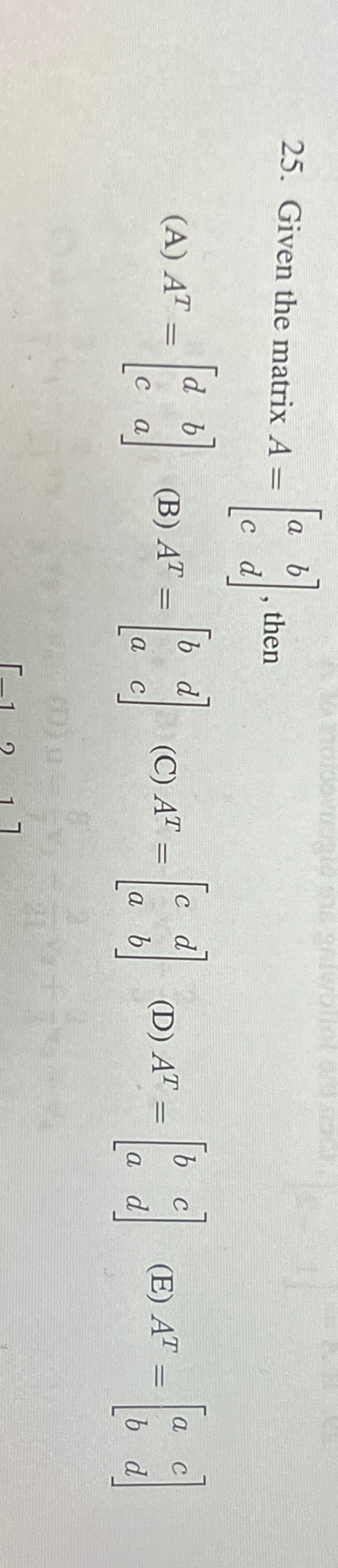Solved Given the matrix A=[abcd], | Chegg.com