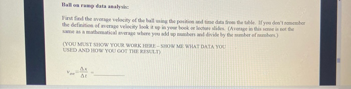 Solved Ballon ramp data analysis: First find the average | Chegg.com
