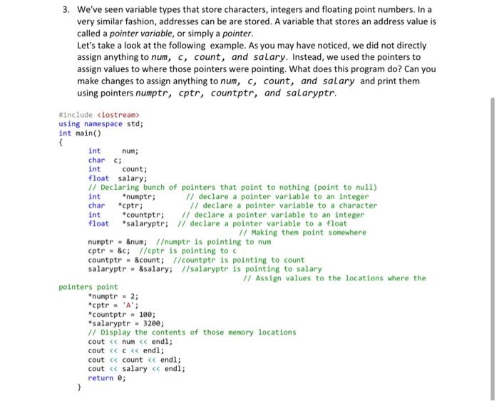 Solved int 3. We've seen variable types that store | Chegg.com