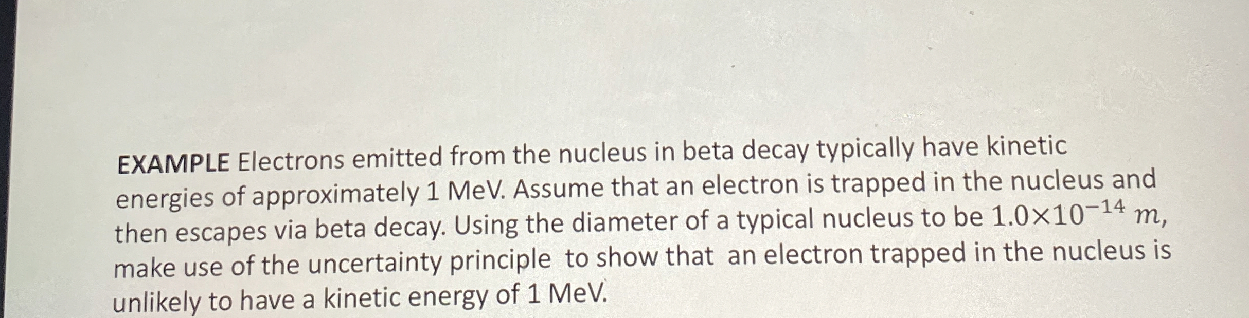 Solved EXAMPLE Electrons emitted from the nucleus in beta | Chegg.com