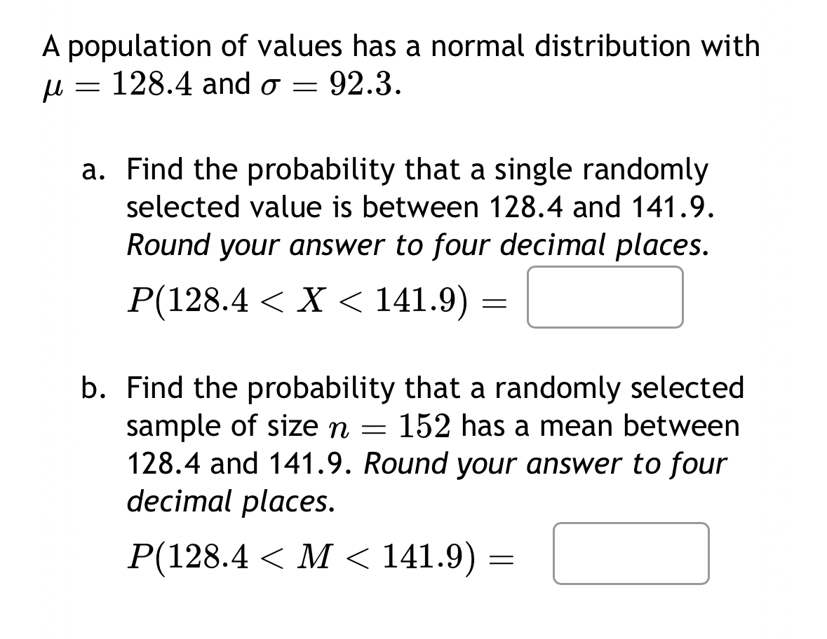 Solved A population of values has a normal distribution with | Chegg.com