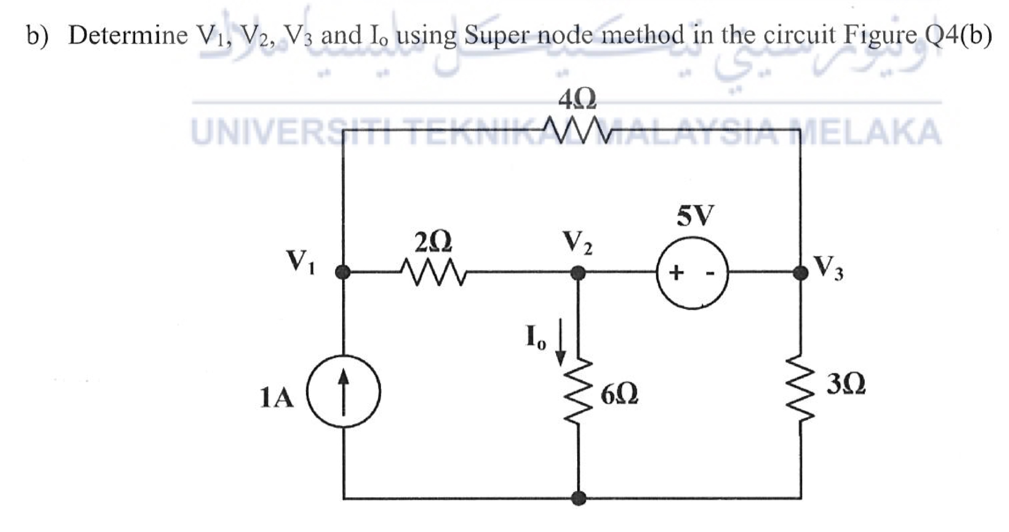 Solved bV1,V2,V3 ﻿and I0 ﻿using Super node method in ﻿the | Chegg.com