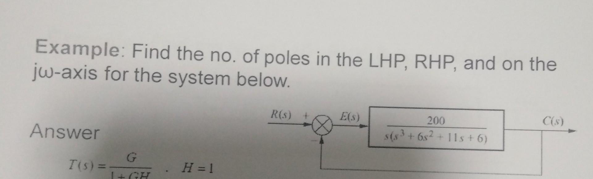 Solved Example: Find the no. of poles in the LHP, RHP, and | Chegg.com