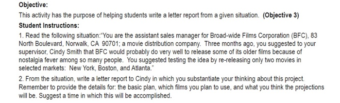 Solved Objective: This activity has the purpose of helping | Chegg.com