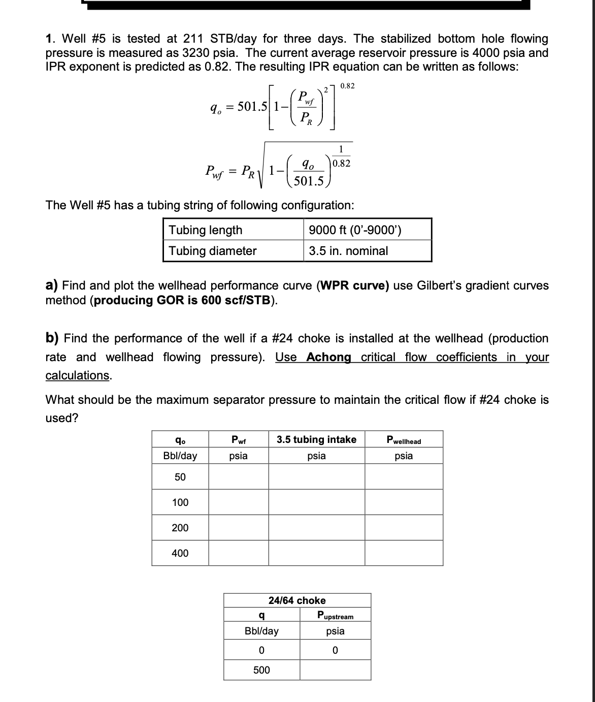 Solved Well #5 ﻿is tested at 211 ﻿STB/day for three days. | Chegg.com
