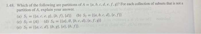 Solved 48. Which of the following are partitions of | Chegg.com