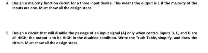 Solved 4. Design a majority function circuit for a three | Chegg.com