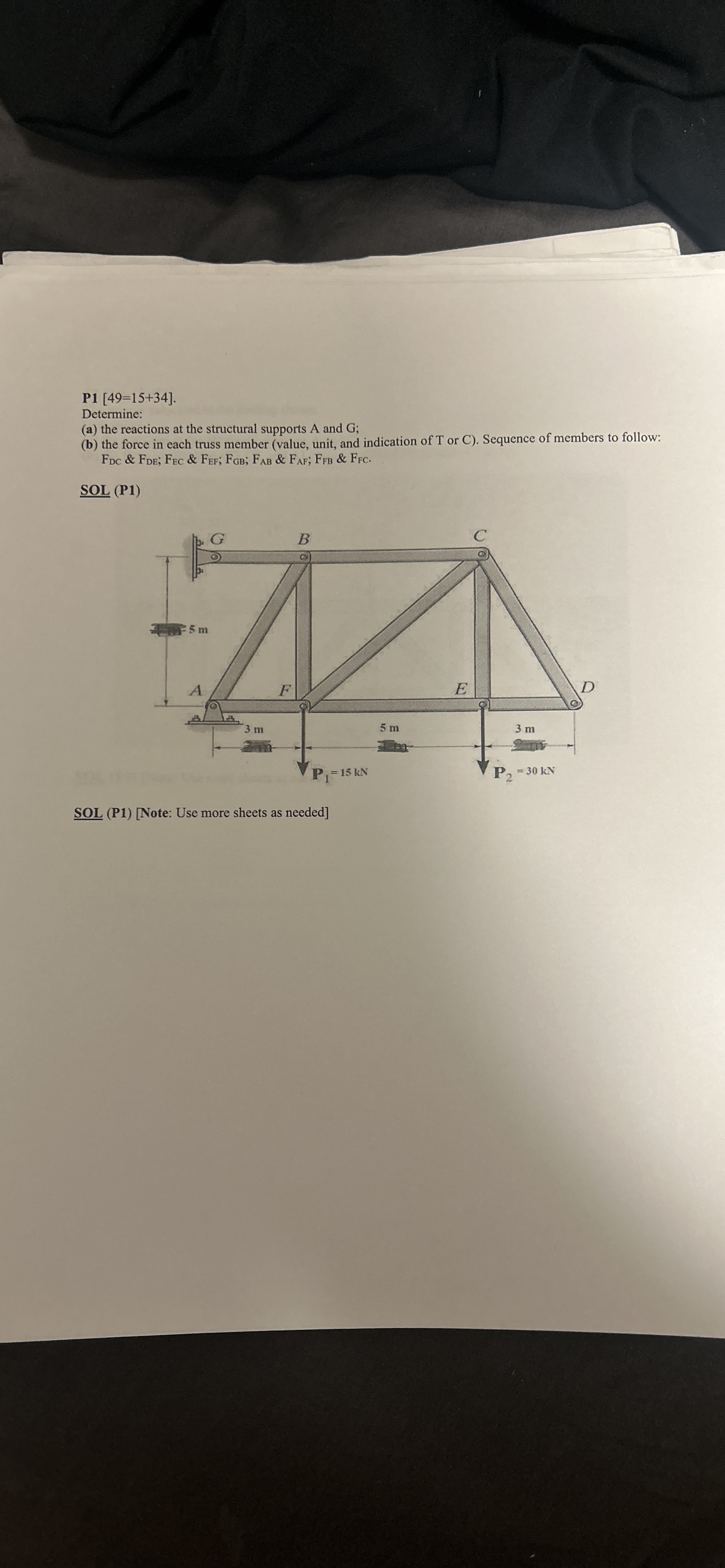 Solved by an EXPERT P1 [49=15+34].Determine:(a) ﻿the reactions at the | Chegg.com
