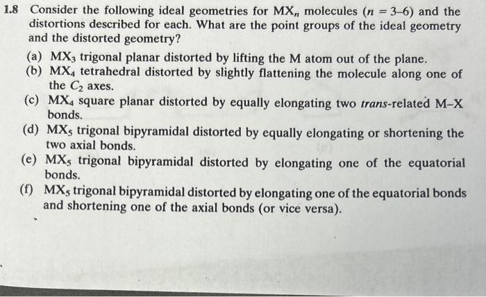 Solved 1.8 Consider the following ideal geometries for MXn | Chegg.com