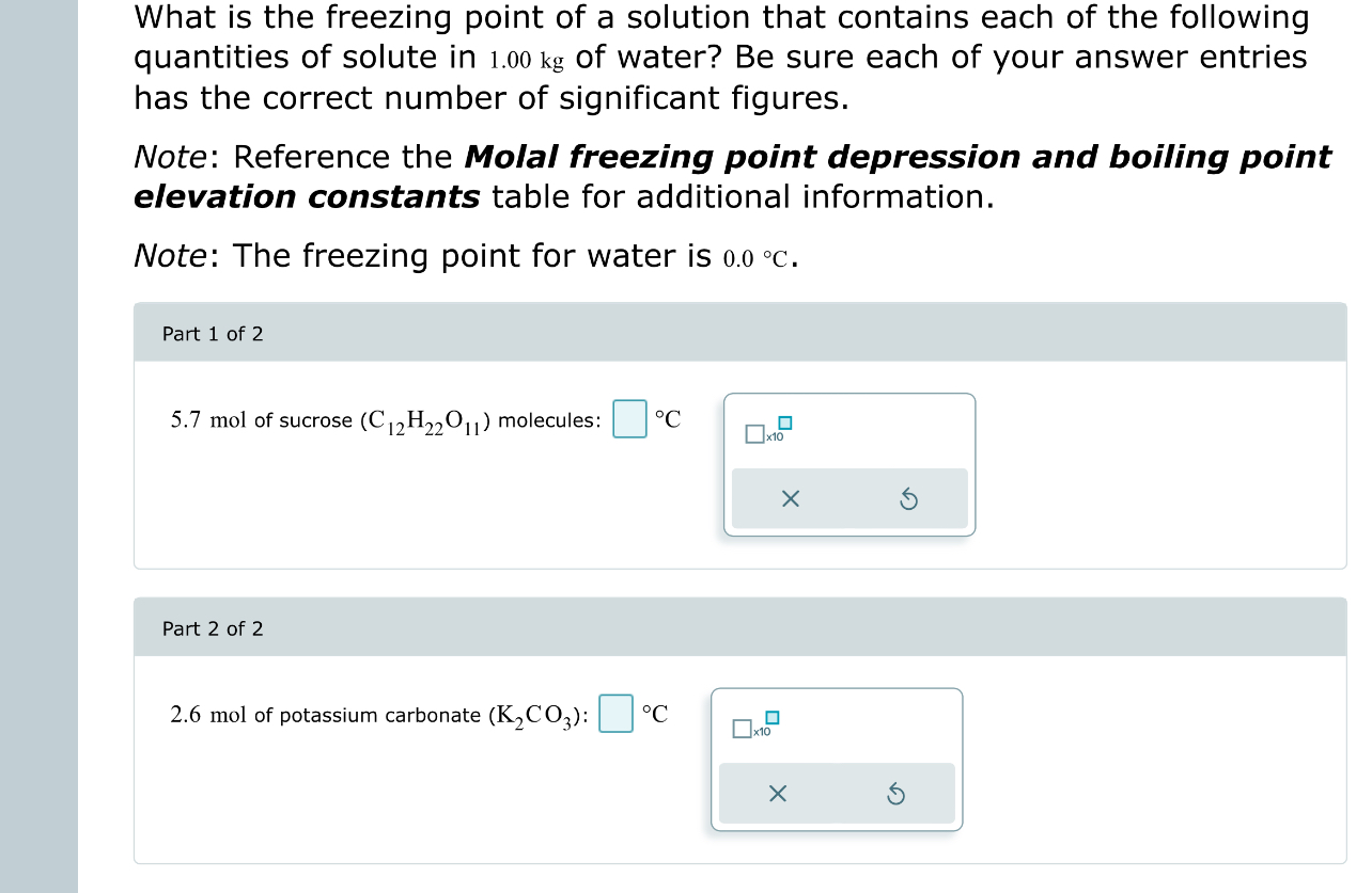 Solved What is the freezing point of a solution that | Chegg.com