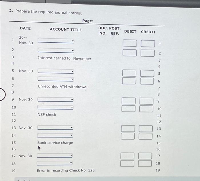 Solved Bank Reconciluation and Related Journal Entries The | Chegg.com