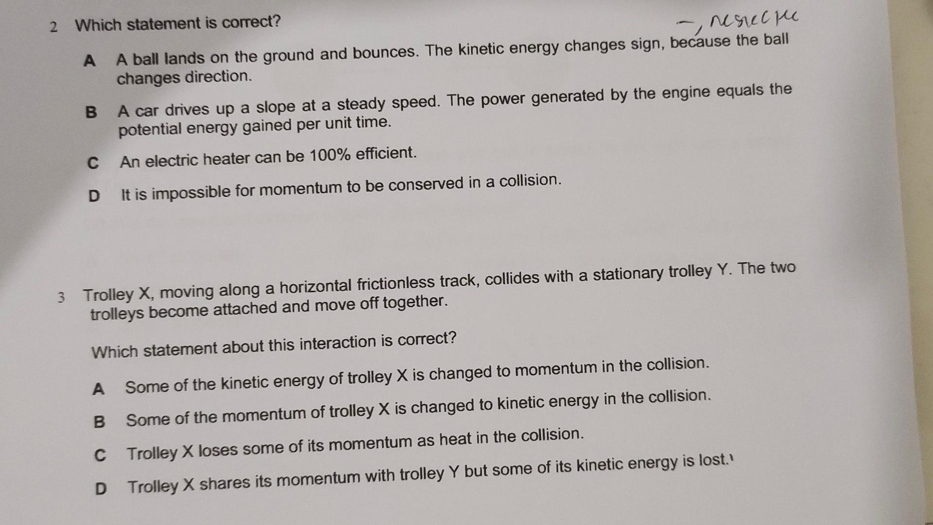 Solved 2 Which statement is correct? A A ball lands on the | Chegg.com