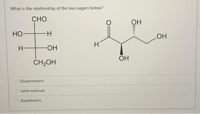 Solved What is the relationship of the two sugars below? | Chegg.com