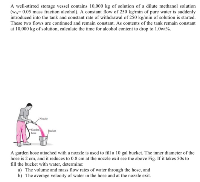 Solved A well-stirred storage vessel contains 10,000 kg of | Chegg.com