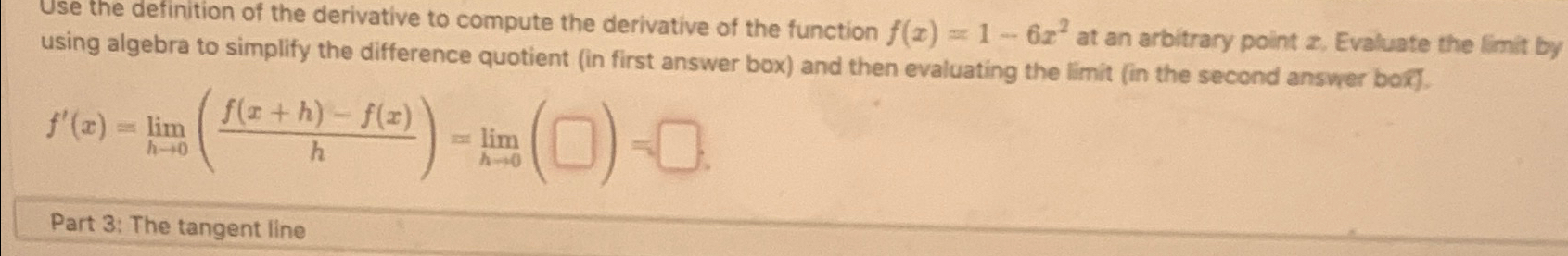 Solved Use the definition of the derivative to compute the | Chegg.com