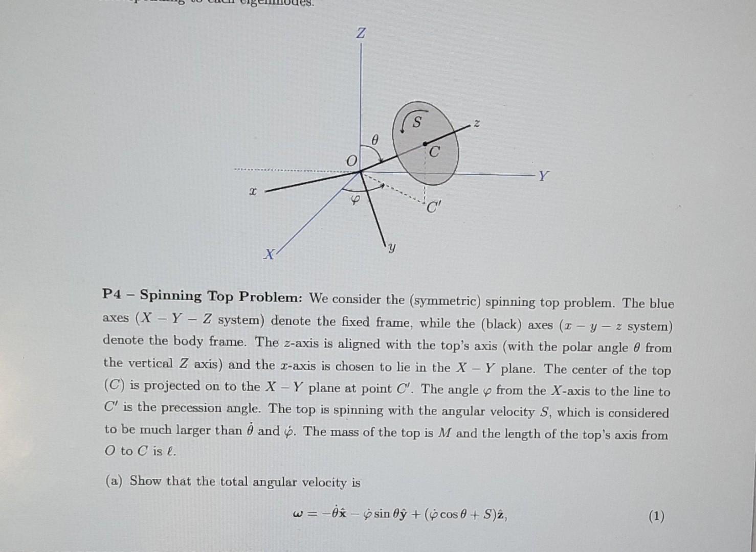 Solved P4 - Spinning Top Problem: We consider the | Chegg.com