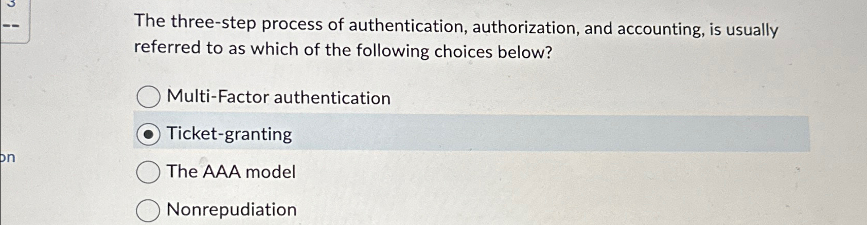 Solved The three-step process of authentication, | Chegg.com