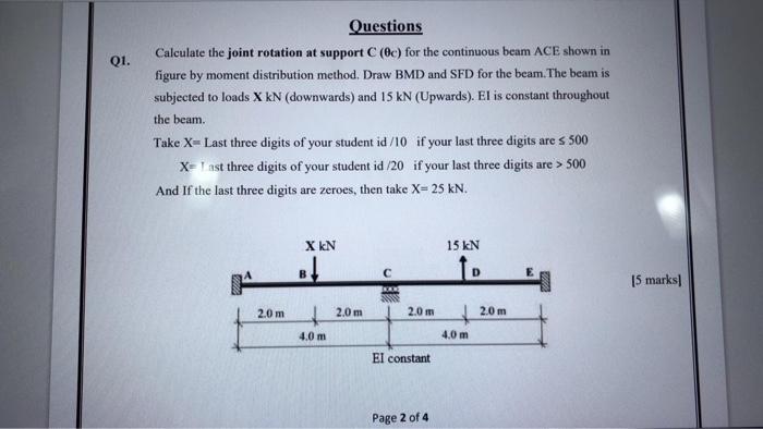 Solved Q1. Questions Calculate the joint rotation at support | Chegg.com