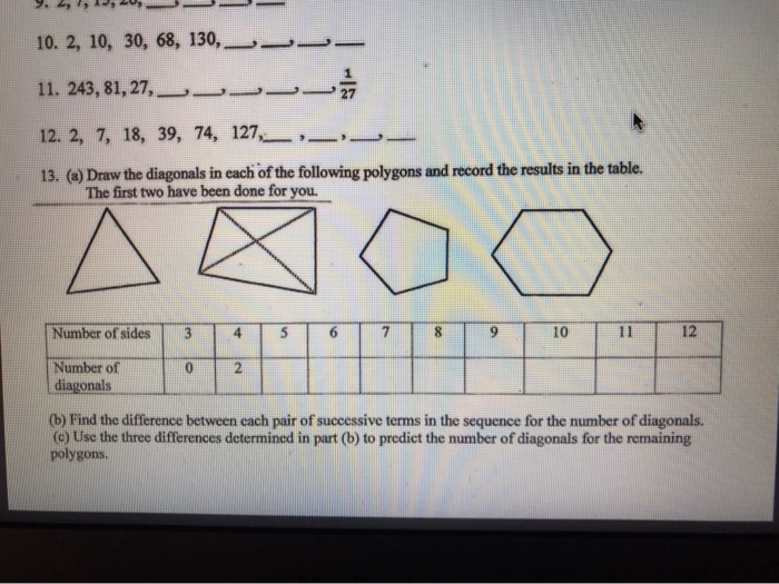Solved 10. 2, 10, 30, 68, 130, 11. 243, 81, 27, __- 12. 2, | Chegg.com