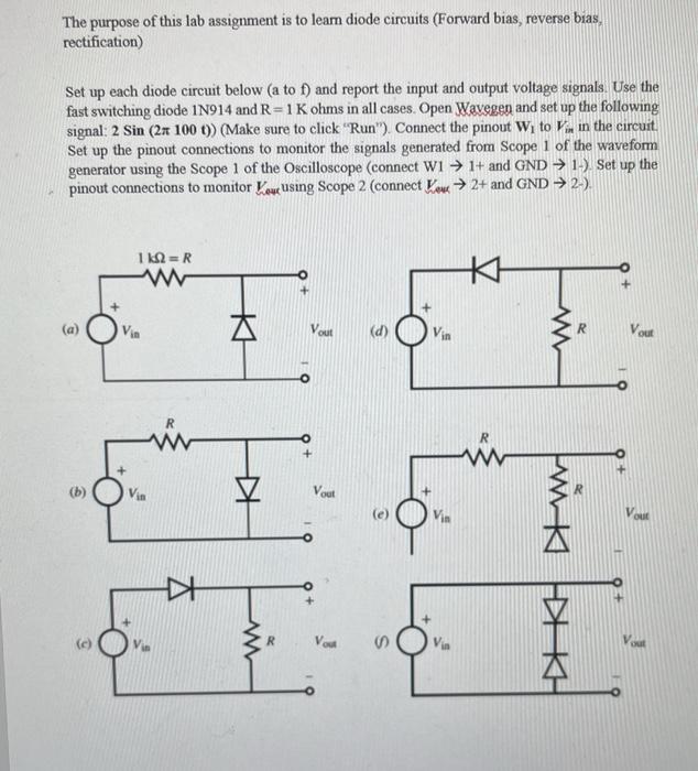 Solved The purpose of this lab assignment is to leam diode | Chegg.com
