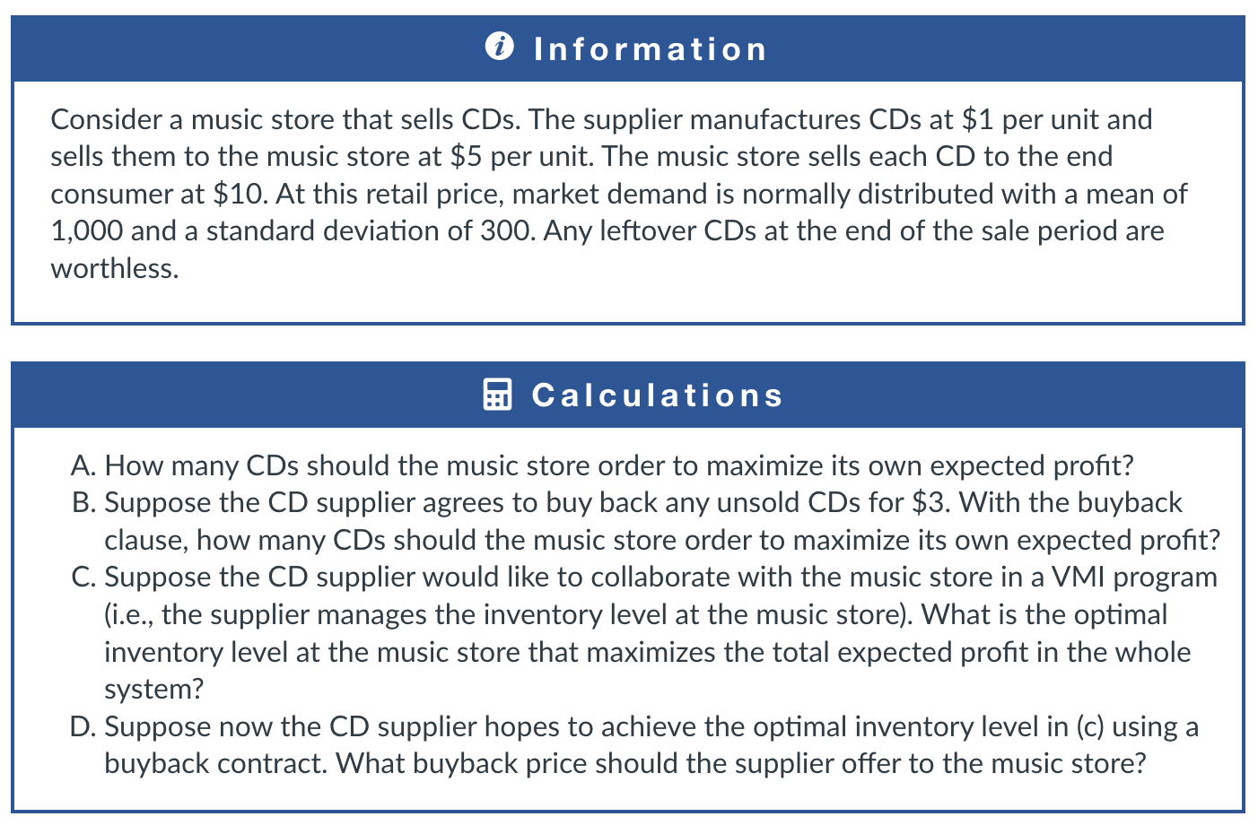 Solved (i) ﻿InformationConsider a music store that sells CD. | Chegg.com