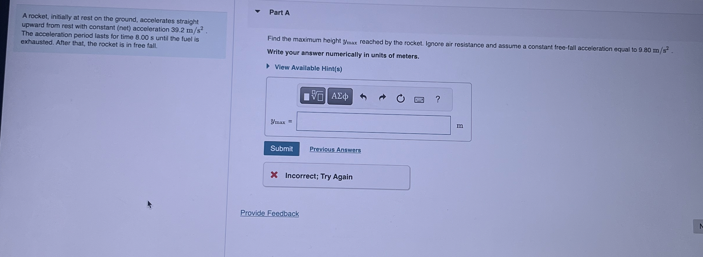 Solved A rocket, initially at rest on the ground, | Chegg.com
