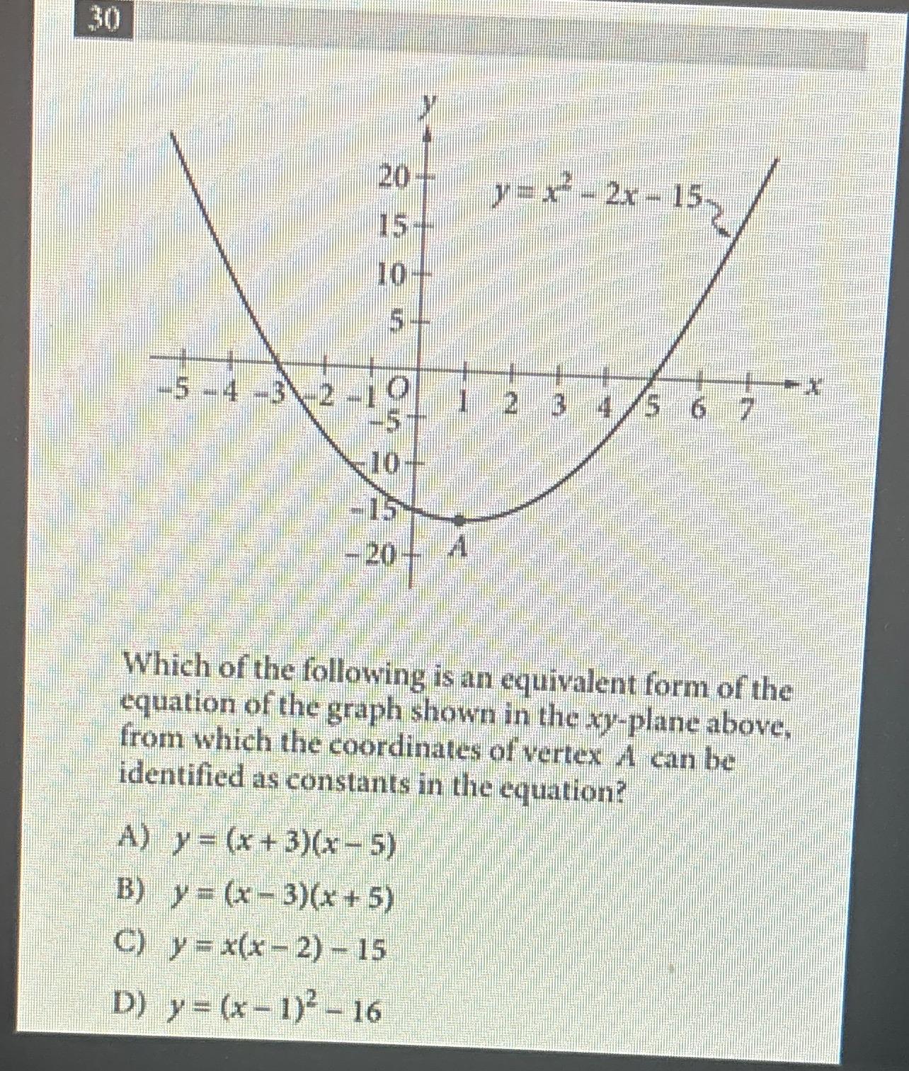 Solved 30Which of the following is an equivalent form of the | Chegg.com