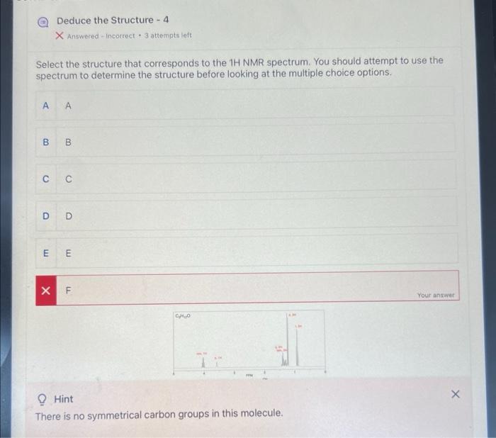 Solved Select the structure that corresponds to the 1H NMR | Chegg.com