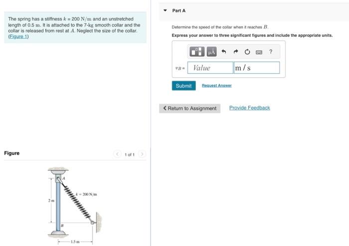 Solved The spring has a stiffness k=200 N/m and an | Chegg.com