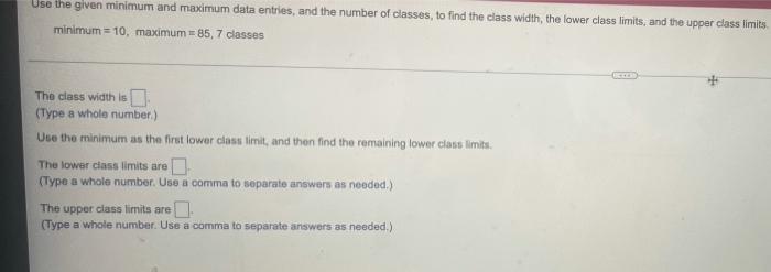 Solved Use The Given Minimum And Maximum Data Entries And