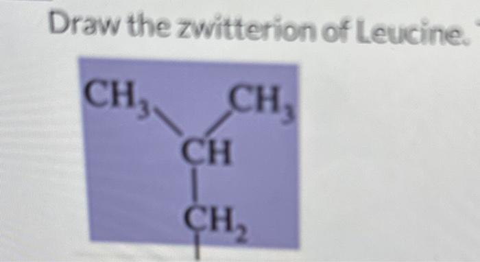 Solved Draw the zwitterion of Leucine. | Chegg.com