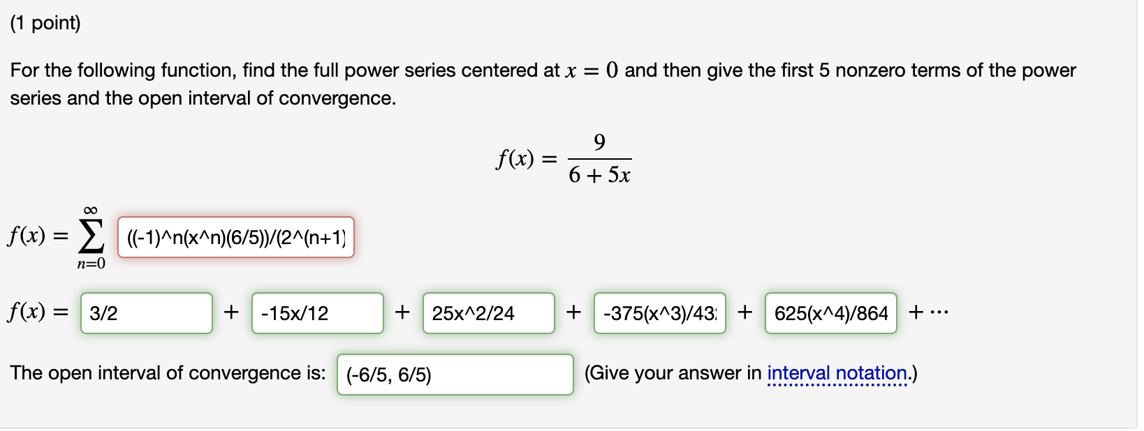 Solved (1 ﻿point)(1 ﻿point)For the following function, find | Chegg.com