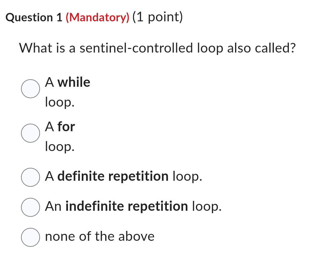 Solved Question 1 (Mandatory) (1 ﻿point)What is a | Chegg.com