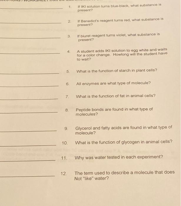 Solved 1 If IKI solution turns blue-black, what substance is | Chegg.com